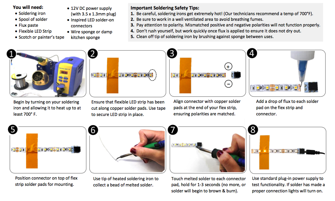 How to Solder Connections to LED strips - Inspired LED