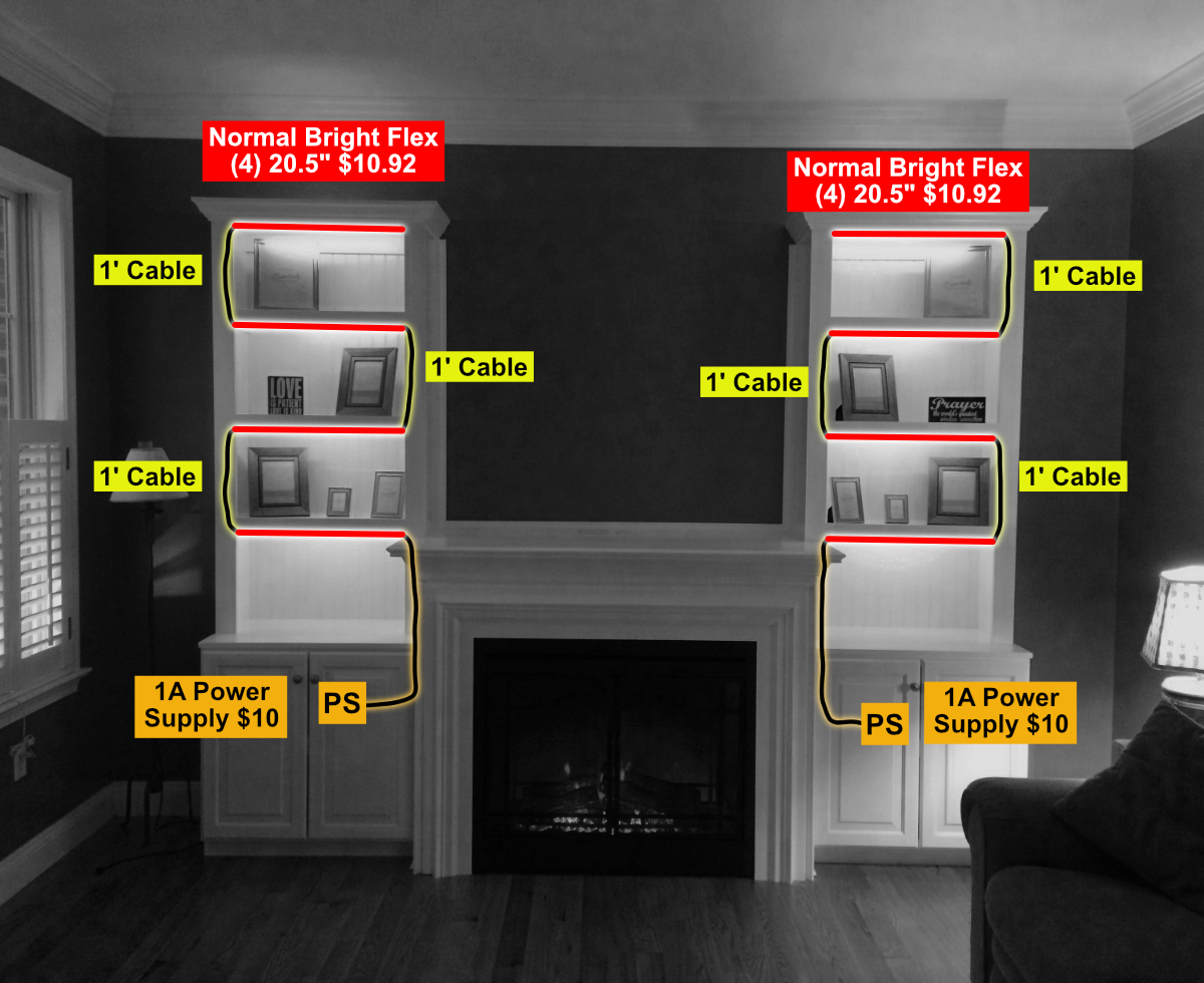Bookcase Lighting, Switched Outlet System - Inspired LED Bookcase Lighting, Switched Outlet System - Inspired LED